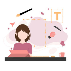 Girl graphic designer digital drawing Royalty Free Vector