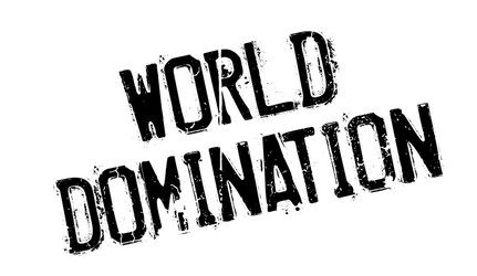 World domination rubber stamp Royalty Free Vector Image