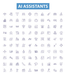 Ai assistants line icons signs set design Vector Image