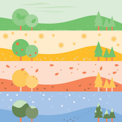Nature field landscape in four seasons set Vector Image
