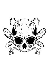 Et of wasp skull logo Royalty Free Vector Image