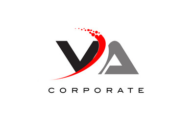 White outline va v a letter logo with cut Vector Image