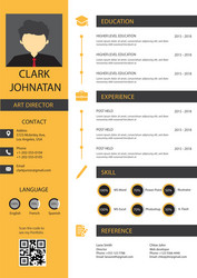 Premium look resume with qr code Royalty Free Vector Image