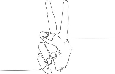 Peace hand sign hand gesture v pixel art line Vector Image
