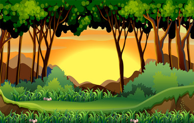 Cartoon of background forest bright Royalty Free Vector