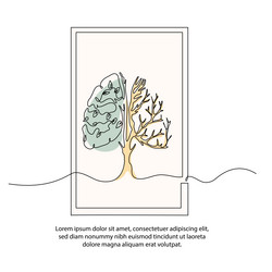 One line lung tree poster drawing Royalty Free Vector Image