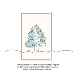 One line pine tree poster drawing Royalty Free Vector Image