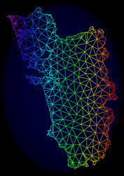 Polygonal 2d mesh abstract map of goa state Vector Image