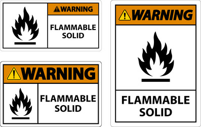 Warning hazardous signs flammable solid on white Vector Image