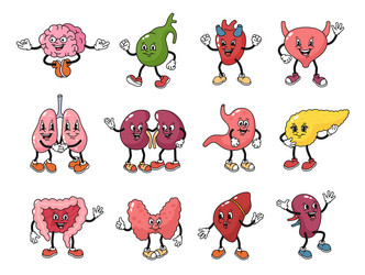 Cartoon organ characters with happy faces anatomy Vector Image
