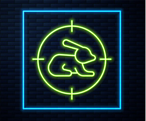 Glowing neon line hunt on rabbit with crosshairs Vector Image