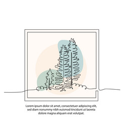 One line pine tree poster drawing Royalty Free Vector Image