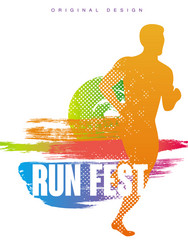 Run fest posters set sport and competition Vector Image