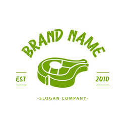 Vegetarian meat premium logo plant based meat logo