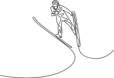 Continuous line drawing ski racer minimalist Vector Image
