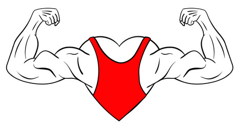 Heart with muscular arms Royalty Free Vector Image