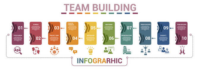 Infographic team building template icons Vector Image