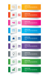 9 infographics rectangle paper index with data Vector Image