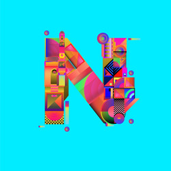 Colorful alphabet font letter n for logo Vector Image