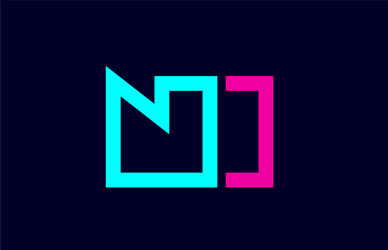 In i n blue pink colorful alphabet Royalty Free Vector Image