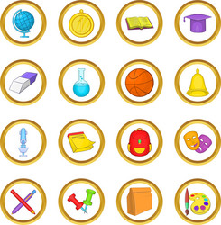 Education icons set cartoon style Royalty Free Vector Image