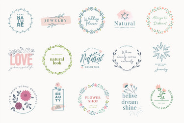 Set elegant badges and stickers for beauty Vector Image