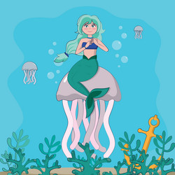 Beautiful and magic mermaid cartoon Royalty Free Vector