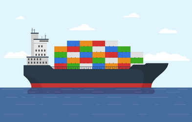 Empty and loaded cargo ship with containers Vector Image