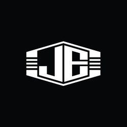 Je letter logo monogram hexagon emblem shape Vector Image