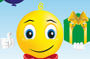 Smiley boy with finger gesture both hands Vector Image