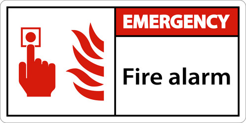 Notice fire alarm sign on white background Vector Image