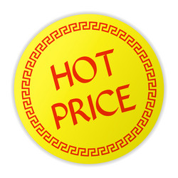 Golden sticker with hot price lettering on white Vector Image