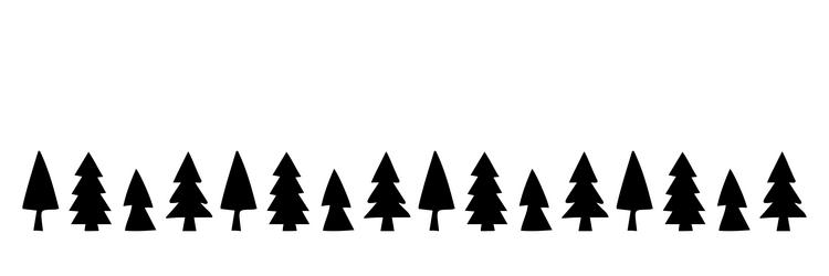 Quirky woodland tree scandi linocut border Vector Image