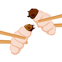 Edible larva eating caterpillar on skewer Vector Image