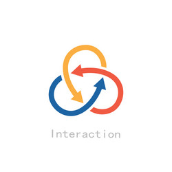 Interaction logo template of interlaced arrows Vector Image