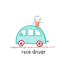 Driver race car with a toy Royalty Free Vector Image