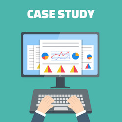 Case study concept with computer device Royalty Free Vector