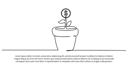 Simple continuous line design of growth chart Vector Image