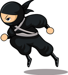 Black ninja cartoon jump Royalty Free Vector Image