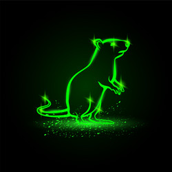 Handshake line icon hand gesture sign neon light Vector Image