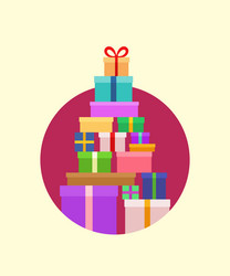 Stack of christmas boxes Royalty Free Vector Image
