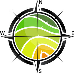 Surveying instrument and compass symbol Royalty Free Vector
