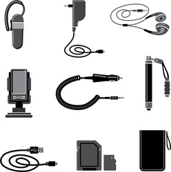 Mobile devices accessories icon set Royalty Free Vector