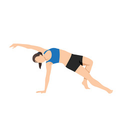 Woman doing eagle leg side plank exercise Vector Image