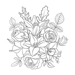 Drawing vintage composition with flowers Vector Image