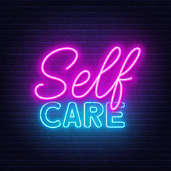 Self discipline neon sign on dark background Vector Image