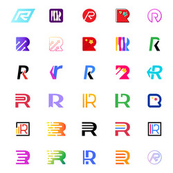 Set letter r logo design template elements Vector Image