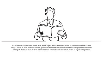 Simple continuous line design of a man thinking a Vector Image