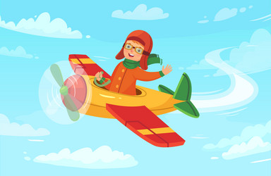 Kid flying plane Royalty Free Vector Image - VectorStock