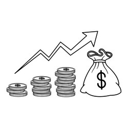 Growing stack of gold dollar coins financial Vector Image